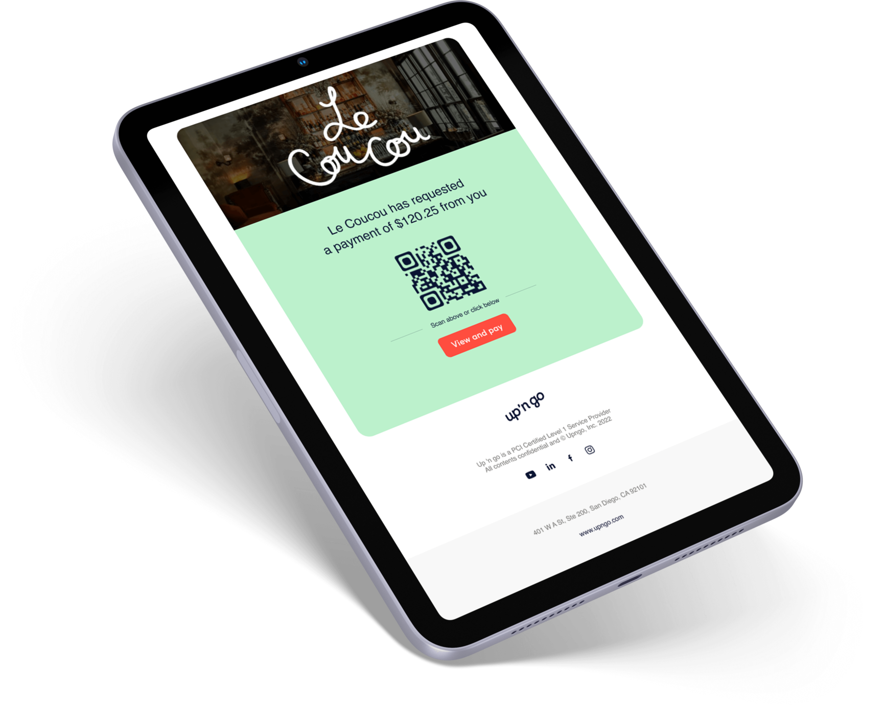 Paycodes™ - Up 'n go - Pay at table